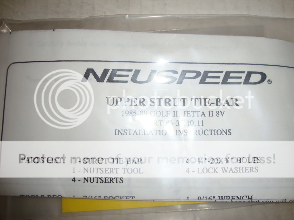 Neuspeed upper strut tie bar | VW Vortex - Volkswagen Forum